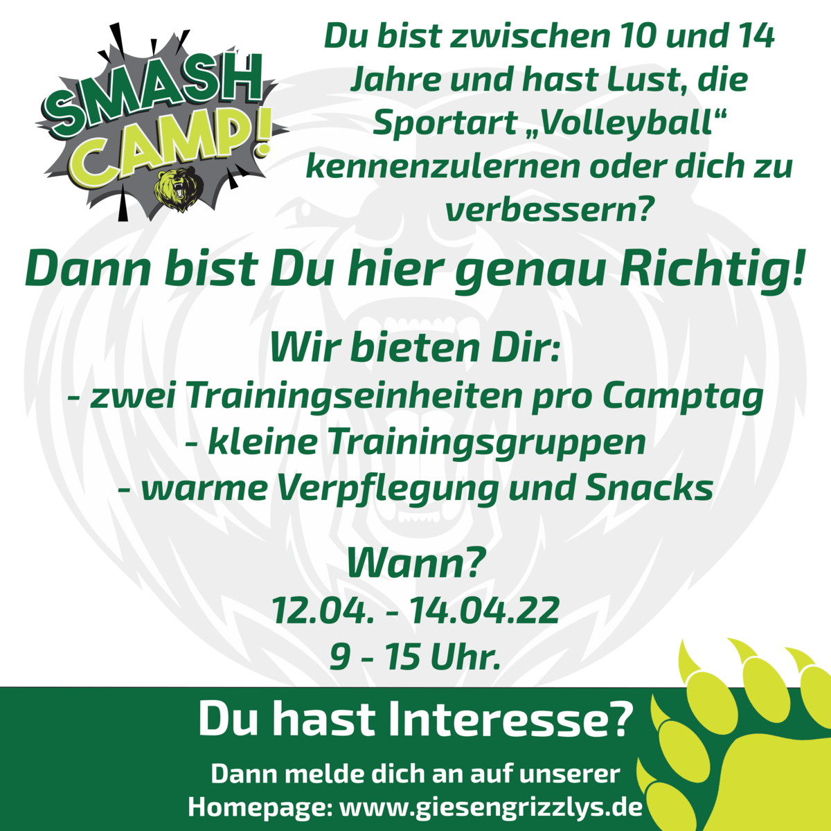 11. SMASH-Camp: TSV Giesen GRIZZLYS